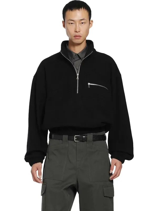 RIER Polar Wool Fleece High Neck Quarter-zip - Black