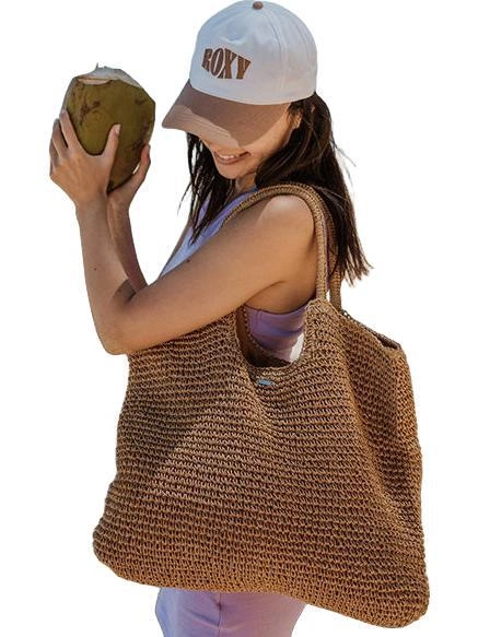 Roxy Coconut Pie Woven Tote Bag - Natural