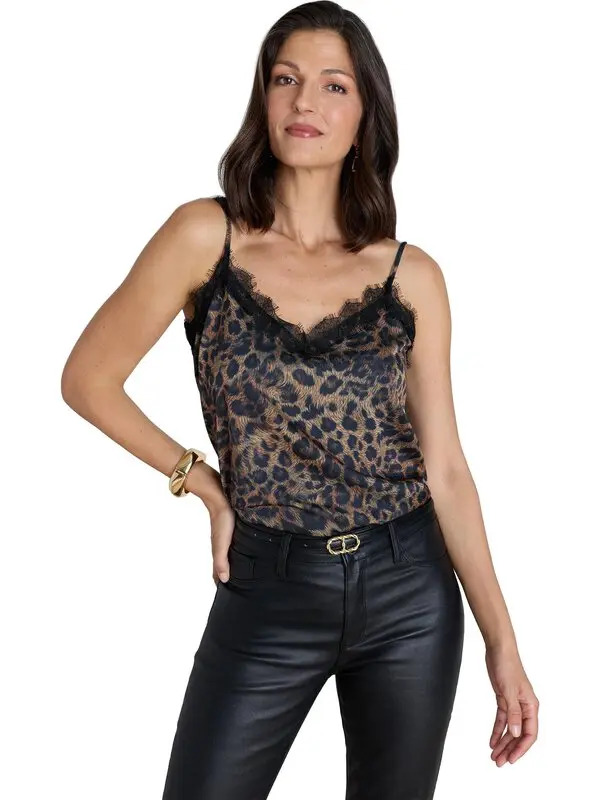THE NOLI SHOP Galia Silk Lace Cami - Leopard