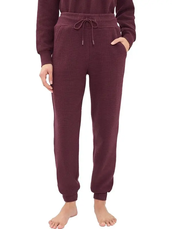 NEGATIVE Waffle Knit Joggers With Drawstring Waist - Garnet