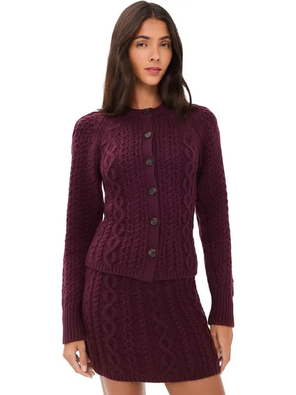Guest In Residence Cable Sculpted Cardigan - Fig