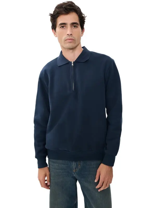 RHYTHM Pacific Vintage Fleece Quarter Zip - Blue