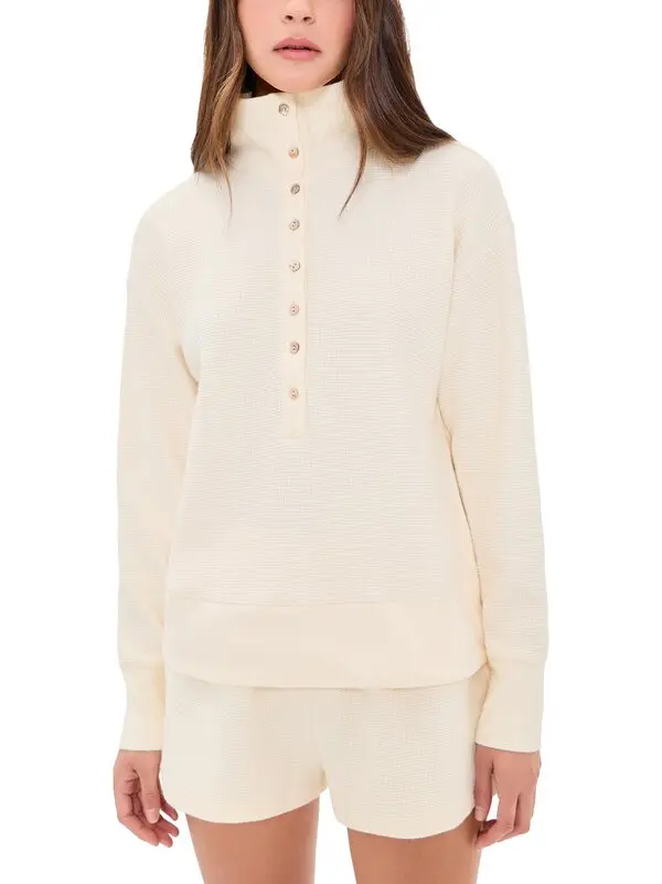 NEGATIVE Waffle Knit Pullover With Mock Neck - Cream