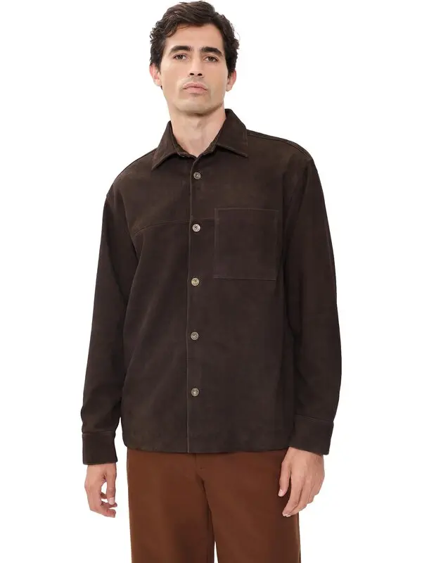 Nn07 Freddy Suede Overshirt - Deep Truffle