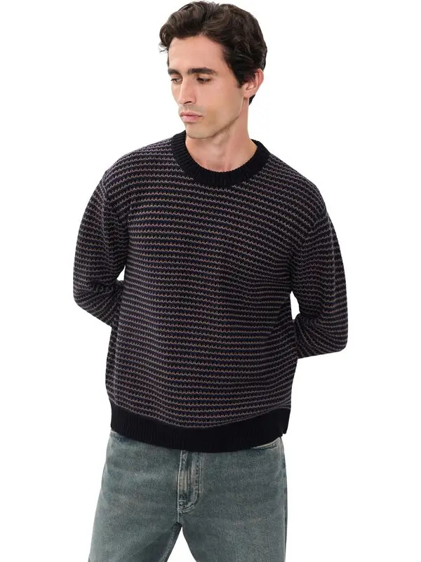 Nn07 Russell Textured Stripe Sweater - Navy Multi