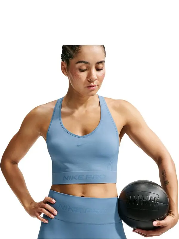 Nike Pro Seamless Dri-fit Cropped Tank Top - Work Blue