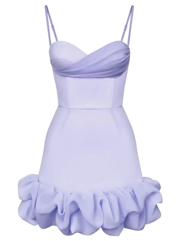 POST MERIDIEM Draped Ruffle Mini Bustier Dress - Purple