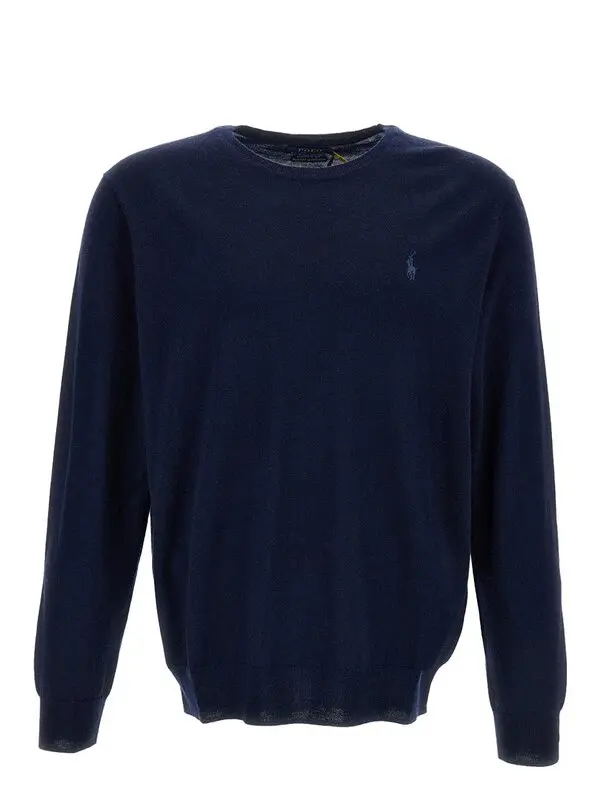 Polo Ralph Lauren Merino Wool Long Sleeve Crew Neck Sweater - Blu
