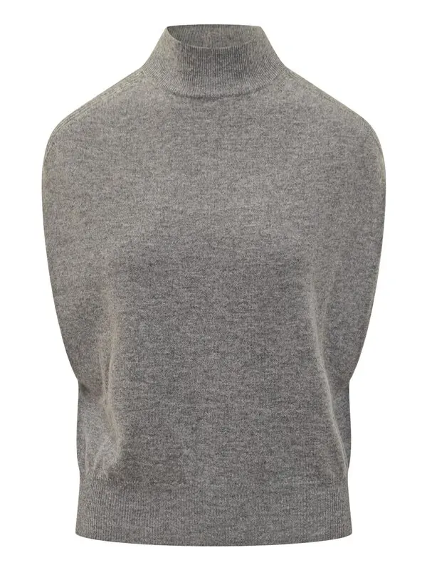 SEMICOUTURE Verity Mock-neck Knitted Top - Gray