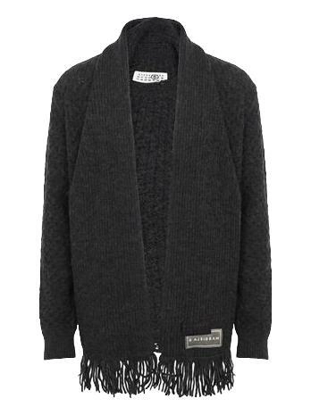 MAISON MARGIELA Mélange Crewneck Sweater With Fringe - Grey