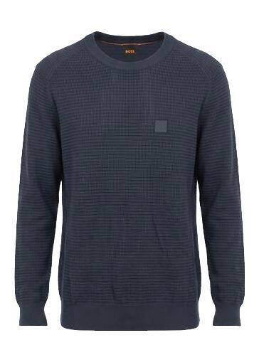 BOSS Cotton Elastane Crewneck Sweater - Blue