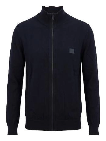 BOSS Cotton Elastane Zip Up Cardigan - Blue