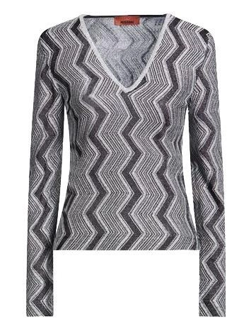 Missoni Viscose & Metallic Fiber Geometric-print V-neck Long Sleeve Sweater - Silver