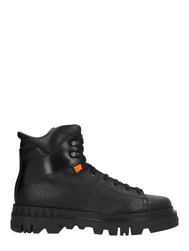 Santoni Pebbled Leather Lace-up Ankle Boots - Black