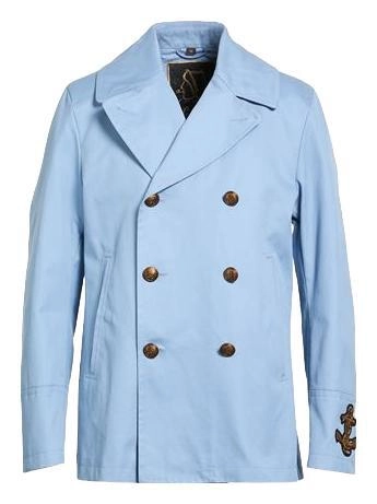 SEALUP Light Cotton Double-breasted Trench Coat - Blue