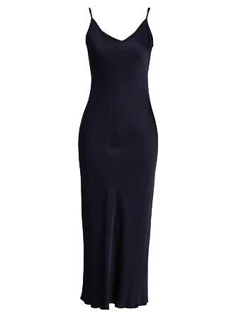 DANIELE FIESOLI Viscose Maxi Slip Dress - Navy