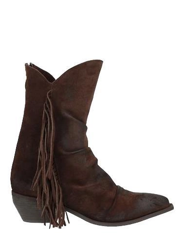 OVYE Tan Leather Ankle Boots With Fringe - Brown