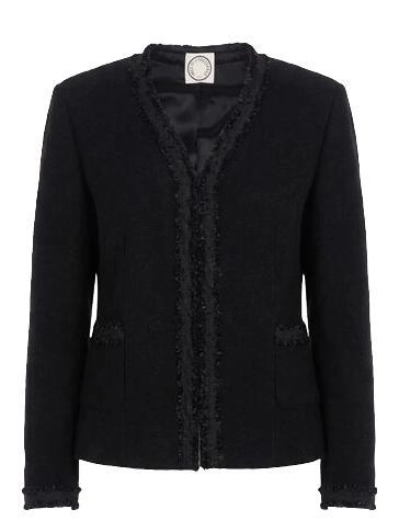 INES DE LA FRESSANGE PARIS Wool Bouclé Jacket With Fringes - Black