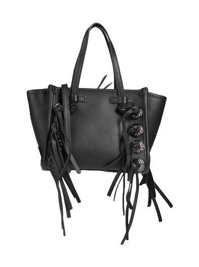 GIANNI CHIARINI Pebbled-leather Tote With Studs And Fringes - Black