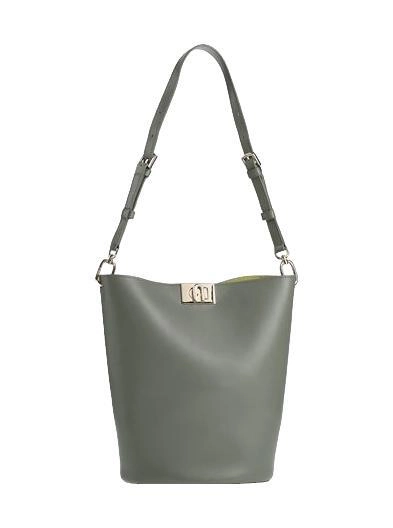 Furla Leather Bucket Bag - Military Green