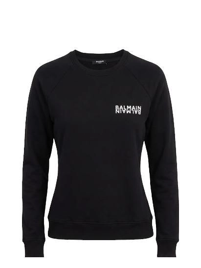 Balmain Cotton Sweatshirt With Logo - Black