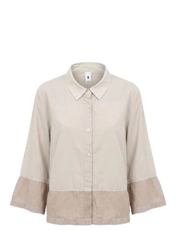 European Culture Cotton And Cupro Woven Top - Beige
