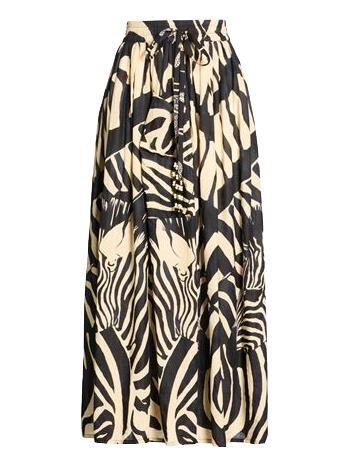 CONNOR & BLAKE Zebra Print Cotton Maxi Skirt - Black
