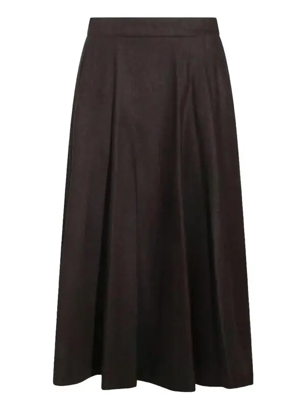 Max Mara Pleated A-line Midi Skirt - Brown
