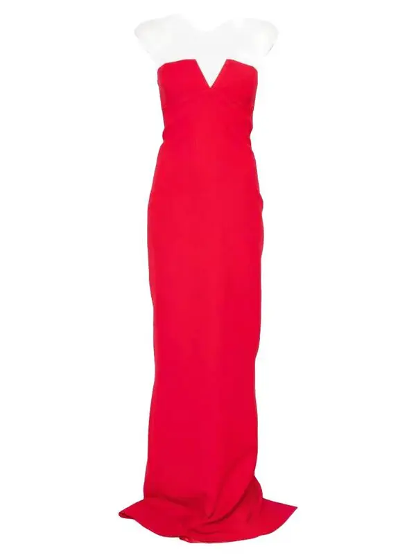 THE NEW ARRIVALS ILKYAZ OZEL Ecliptica Strapless V-neck Maxi Dress - Red