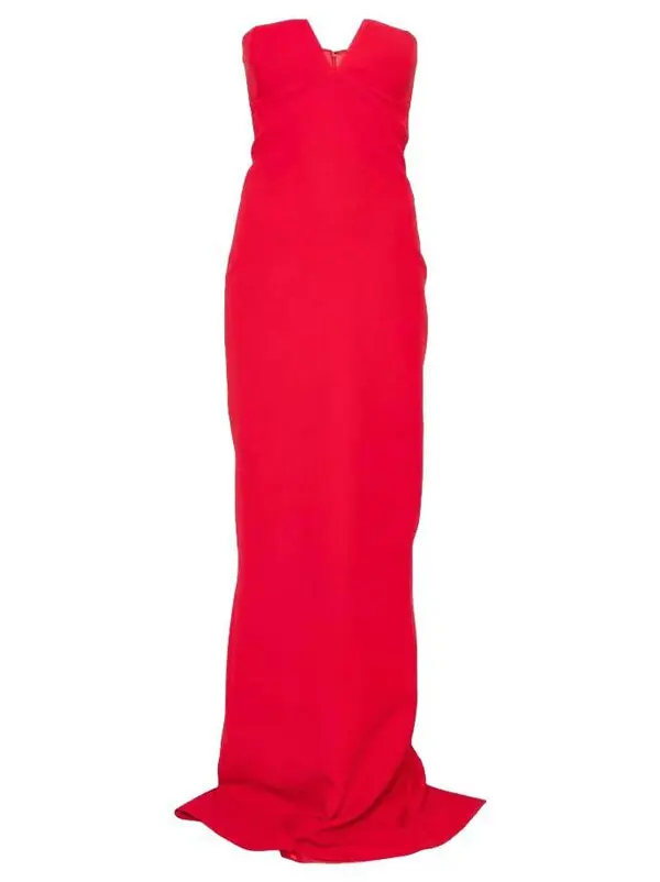 THE NEW ARRIVALS ILKYAZ OZEL Ecliptica Strapless V-neck Maxi Dress - Red