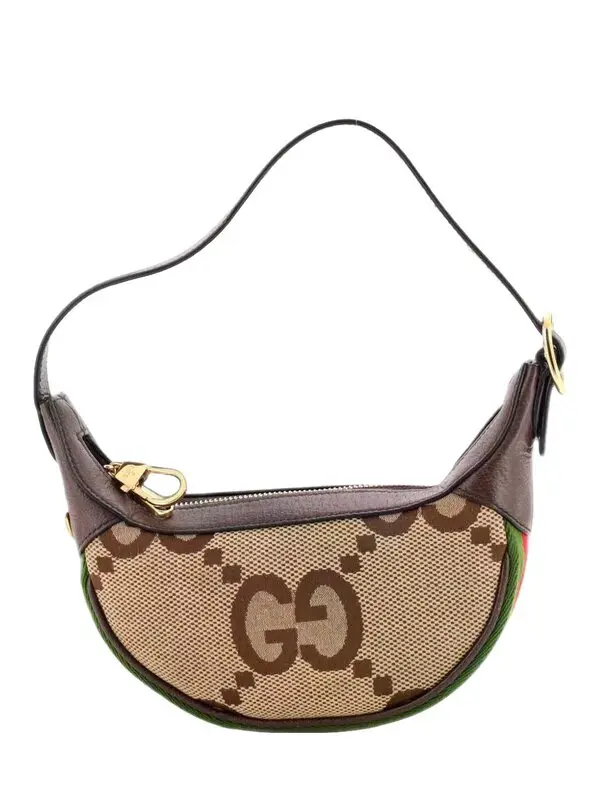 Gucci Ophidia Half Moon Bag Jumbo Gg Canvas Mini Hobo - Brown