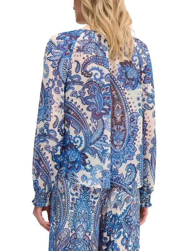 OUI Paisley Print Tie-neck Blouse - Blue