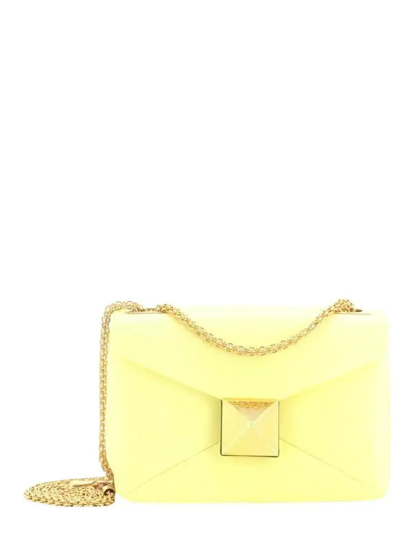Valentino Garavani One Stud Chain Flap Bag Leather Small Shoulder Bag - Yellow