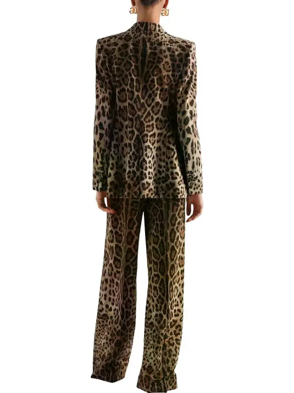 Dolce & Gabbana Leo Print Wool Trousers - Neutrals