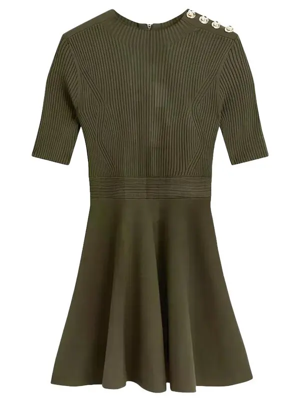 Ted Baker London Ribbed-knit Skater Mini Dress - Green