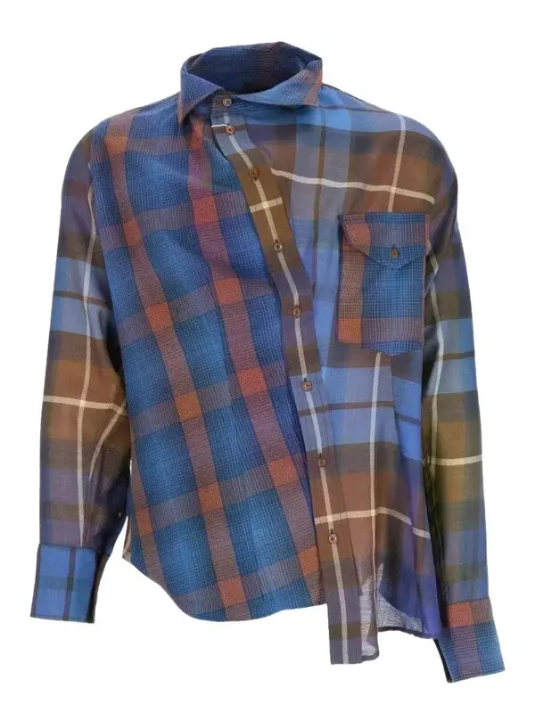 VIVIENNE WESTWOOD Asymmetrical Tartan Wool Shirt - Blue