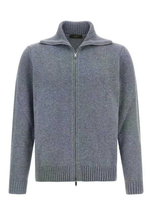 ZANONE Virgin Wool Zip-up Cardigan - Blue