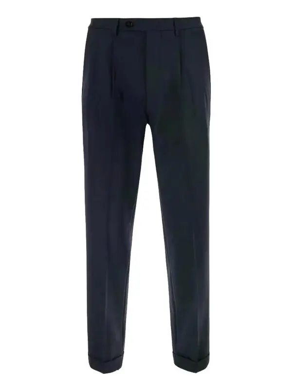 MICHAEL COAL Pleated Turn-up Trousers - Blue