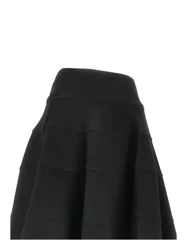 Emporio Armani Tiered Virgin Wool A-line Skirt - Black