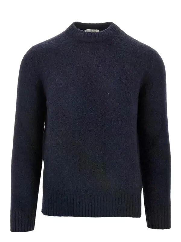 PIACENZA CASHMERE 1733 Brushed Texture Crew Neck Sweater - Blue