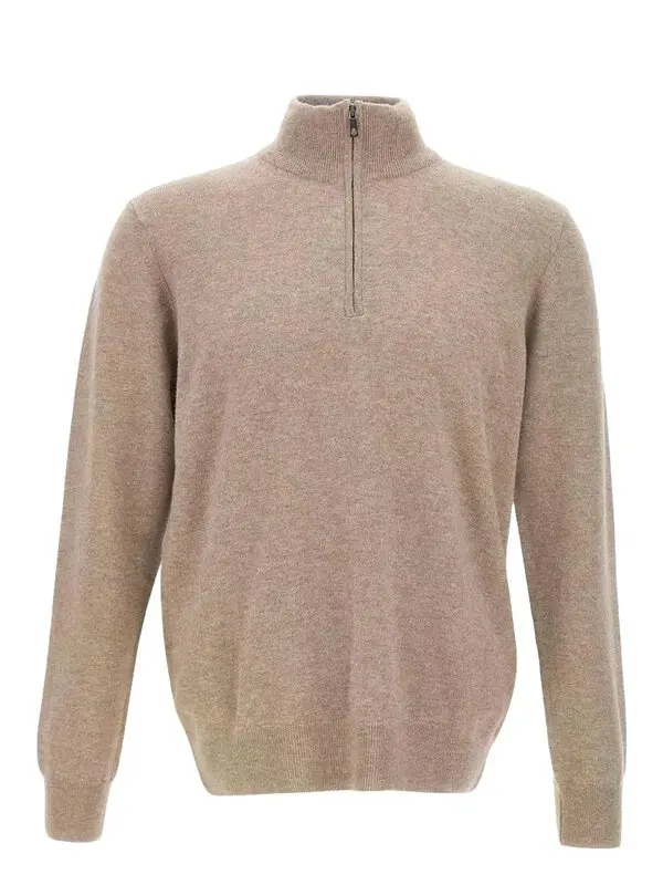 DELLA CIANA Half-zip Knit Sweater - Neutrals