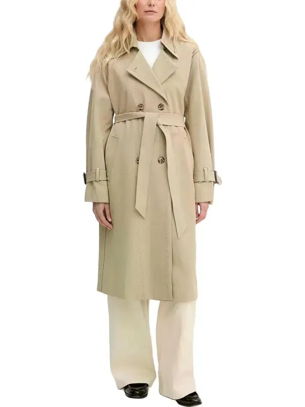 MOS MOSH Zani Contrast-stitched Trench Coat - Neutrals