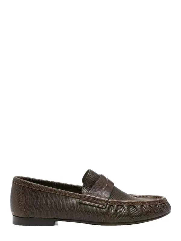 Brunello Cucinelli Reptile-effect Leather Loafers - Brown
