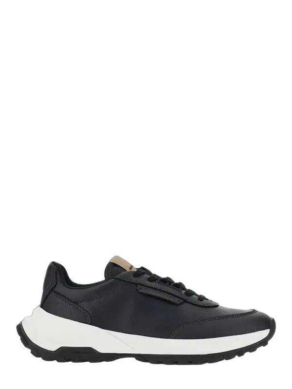 Emporio Armani Pebbled Leather Sneakers - Blue