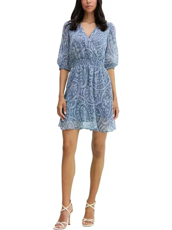 MORGAN Paisley Print Wrap-style Dress - Blue