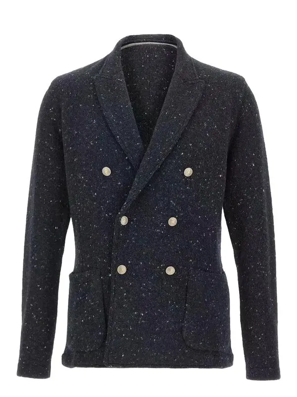 Eleventy Double-breasted Knit Blazer - Blue