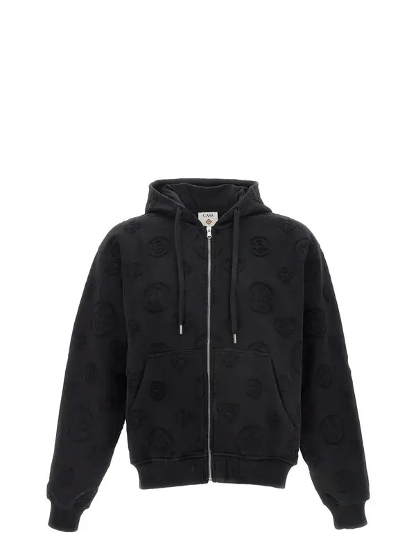 Casablanca Monogram Zip-up Hoodie - Black