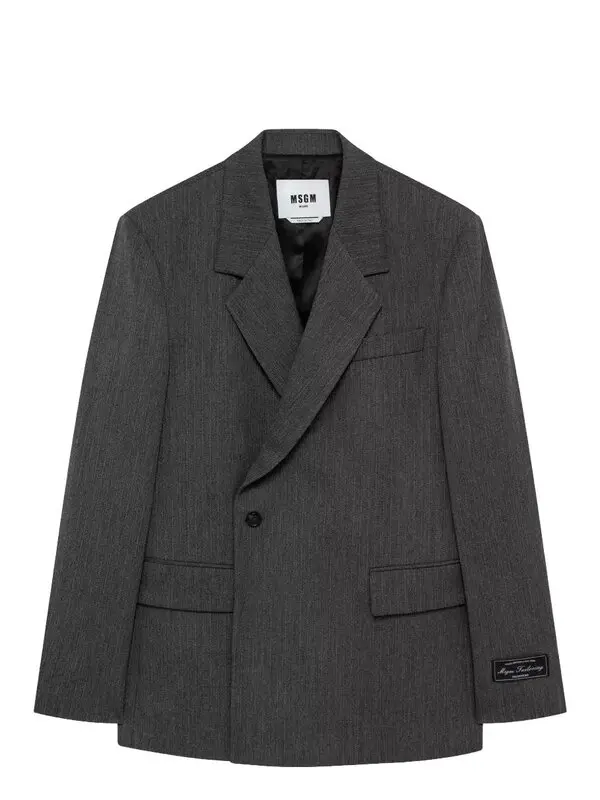 MSGM Pinstripe-pattern Double-breasted Jacket - Grey