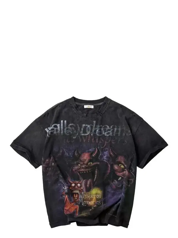 VALE FOREVER Graphic-print Distressed T-shirt - Black