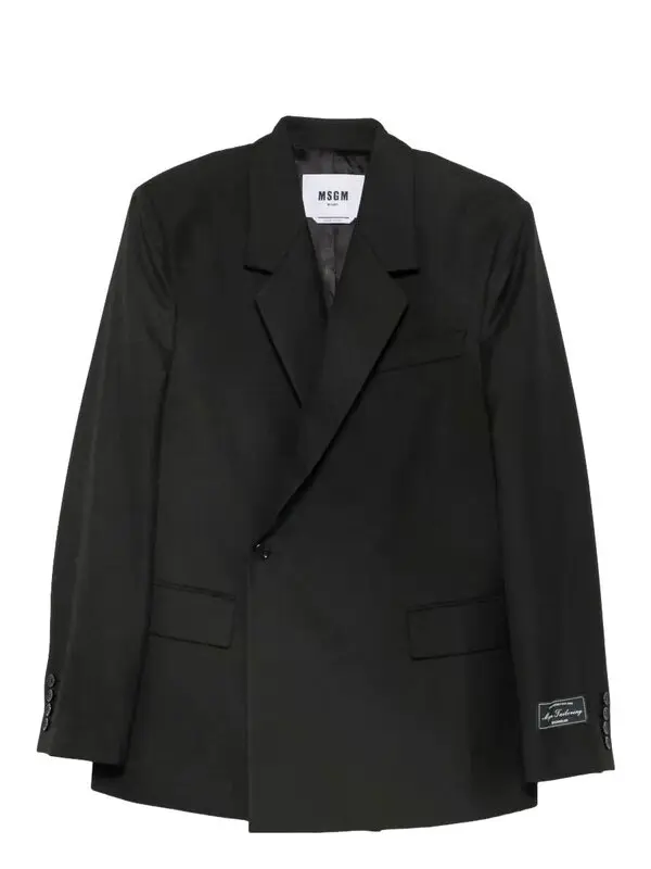 MSGM Logo-patch Double-breasted Blazer - Black